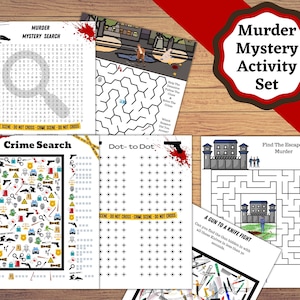 Printable Murder Mystery Activity Set, Murder and Crime Themed, Word ...