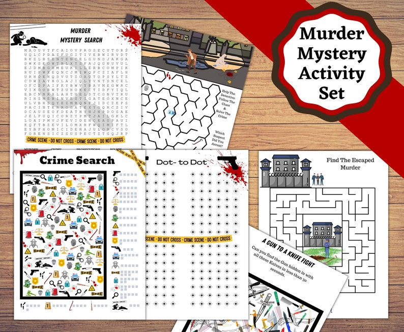 Printable Murder Mystery Activity Set, Murder and Crime Themed, Word ...