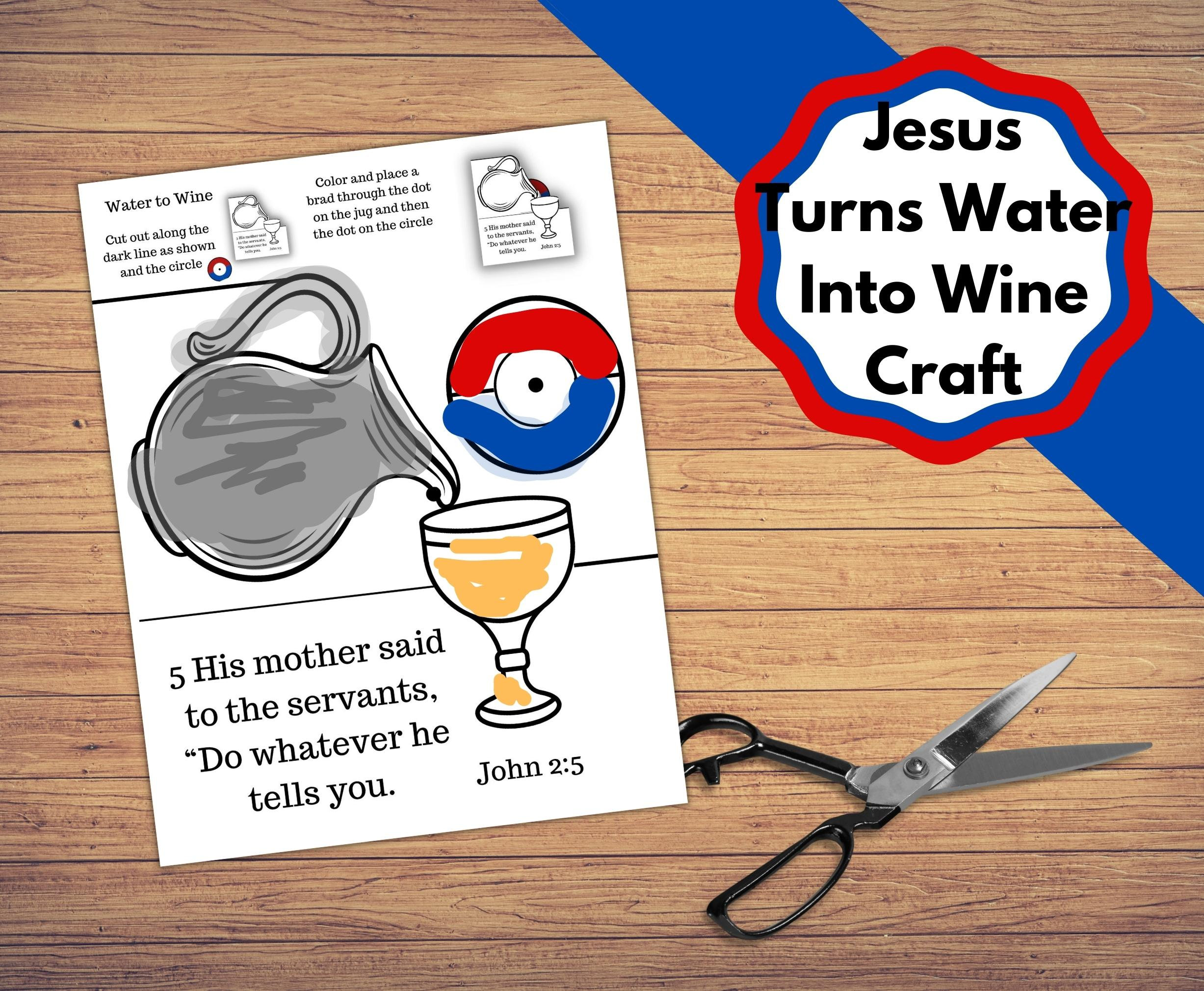 Printable Pitcher Pouring Jesus Into Wine Coloring Craft, Colorable ...