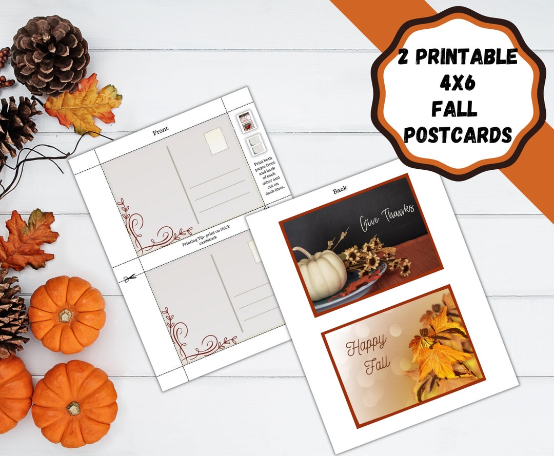 4X6 Printable Fall Postcard, Fall Card, Fall Greeting, Fall Invitation ...