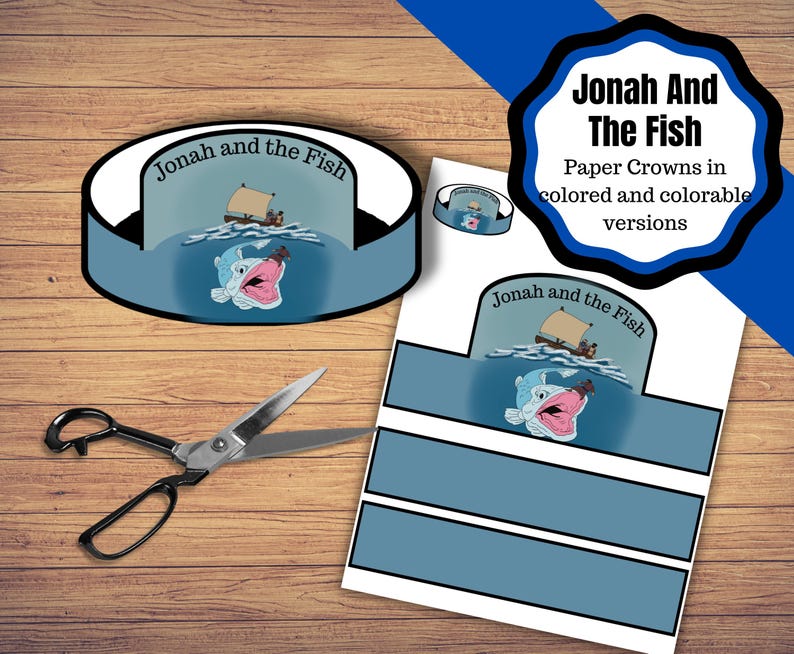 Jonah Swallowed by a Fish Paper Crown. Bible Lesson Jonah and the Fish ...