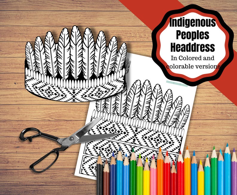 Indigenous People Headdress, Native American Headdress, Printable Paper ...