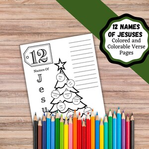 12 Names of Jesus Colored and Coloring Page. Coloring Page With Verses ...