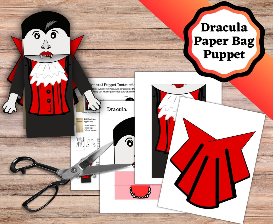 Printable Dracula Paper Bag Puppet. Paper Bag Puppet Cut Out for ...