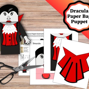 Printable Dracula Paper Bag Puppet. Paper Bag Puppet Cut Out for ...