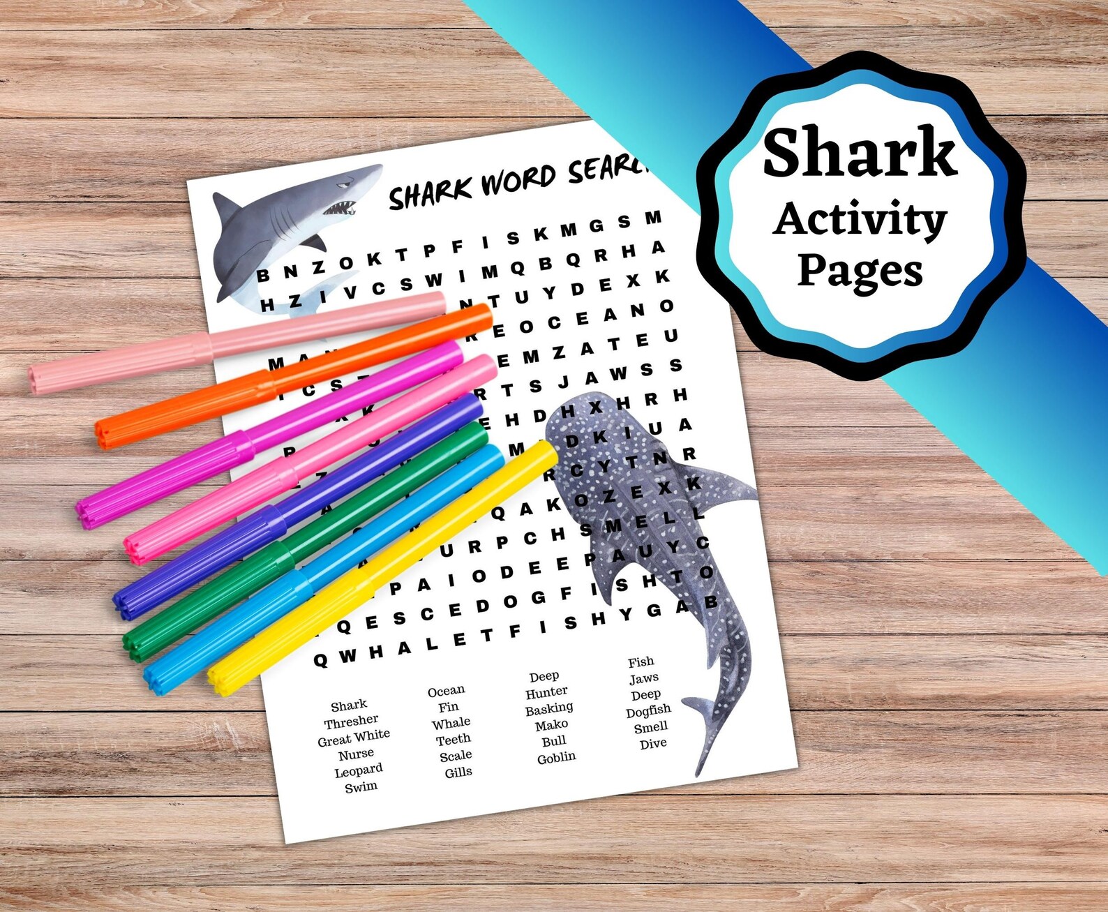 Printable Shark Themed Activity Pages. Shark Word Search, Shark Cut and ...
