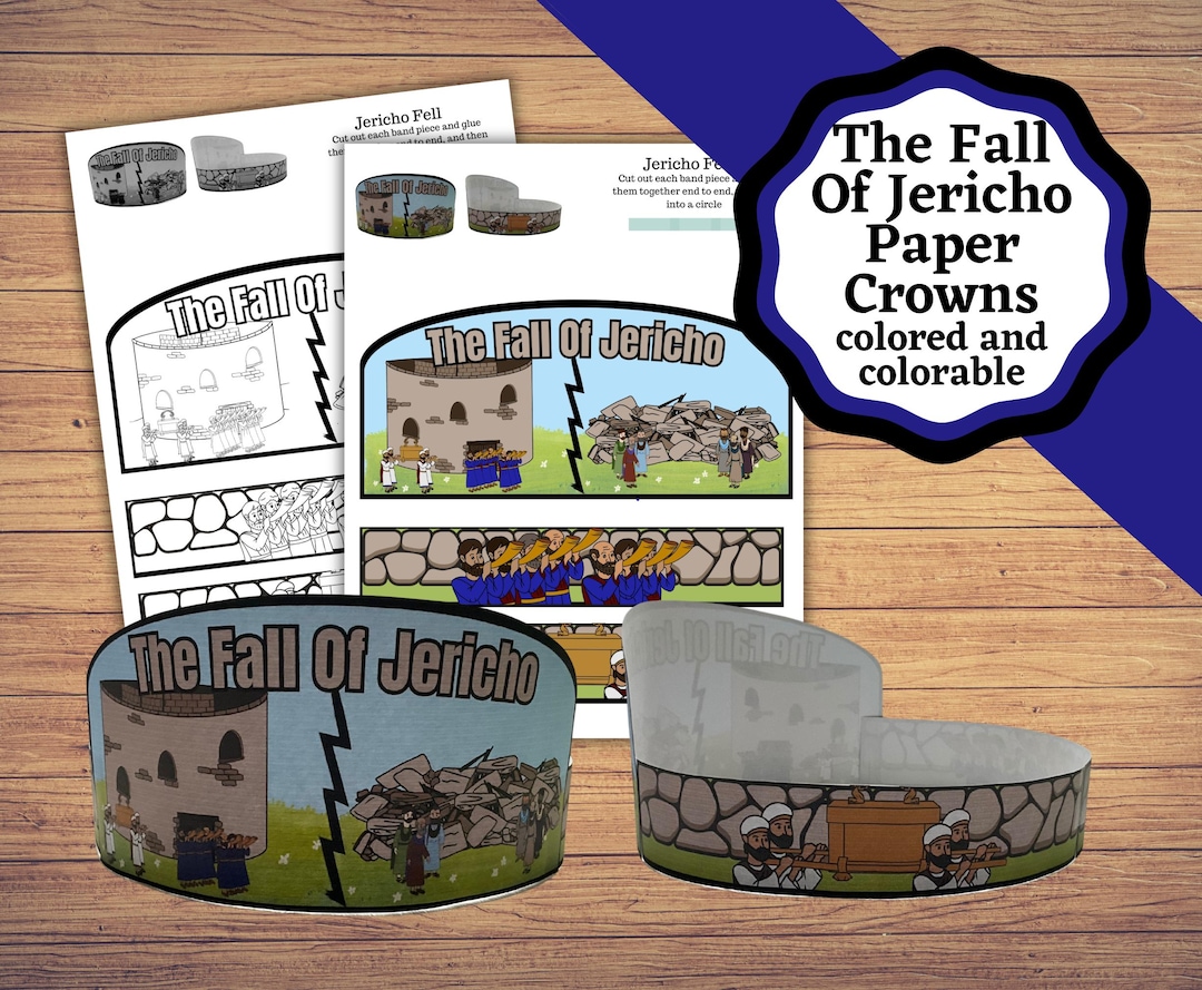 Jericho Walls Come Down Kids Craft, Paper Crown. Colored and Colorable ...