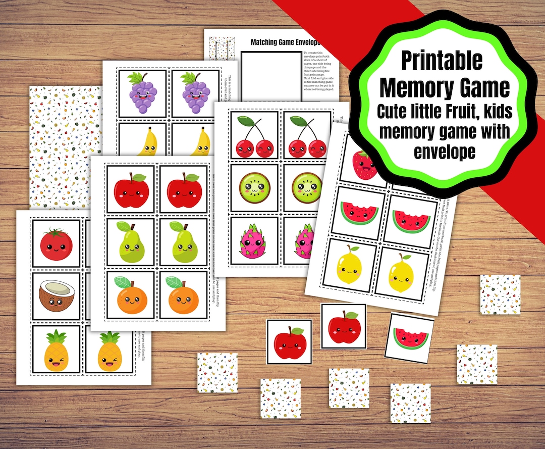 Fruit Matching Game for Kids, Printable Memory Game (PDF) - Etsy
