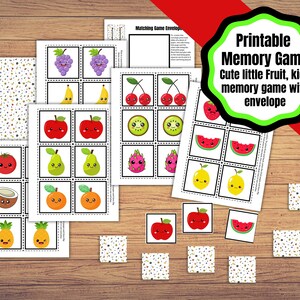 Printable Cute Fruit Kids Memory Game. Printable Memory Game for Kids ...