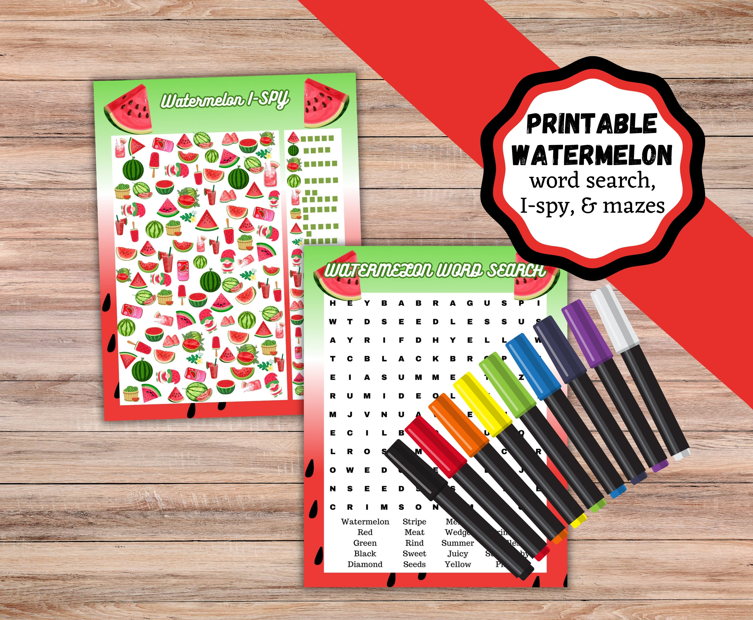 Printable Watermelon Activity Pages, Watermelon Themed Word Search, I ...