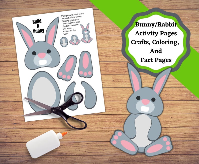 Printable Rabbit/bunny Learning Set. Build a Bunny, Crafts Coloring ...