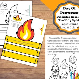 Printable Day of Pentecost Paper Crowns Craft, Disciples Receive the ...