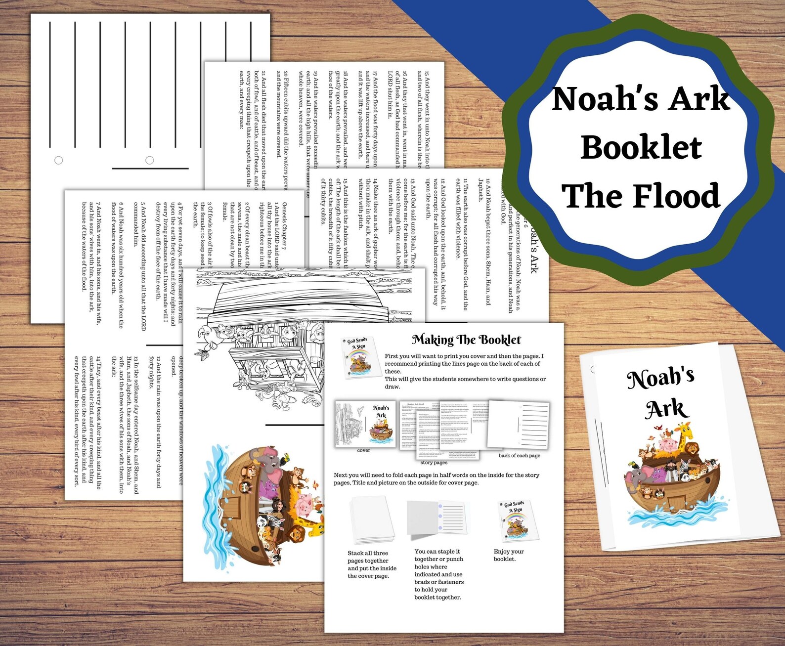 Noah's Ark Bundle, Printable Bible Lesson, Crafts, Coloring Pages ...