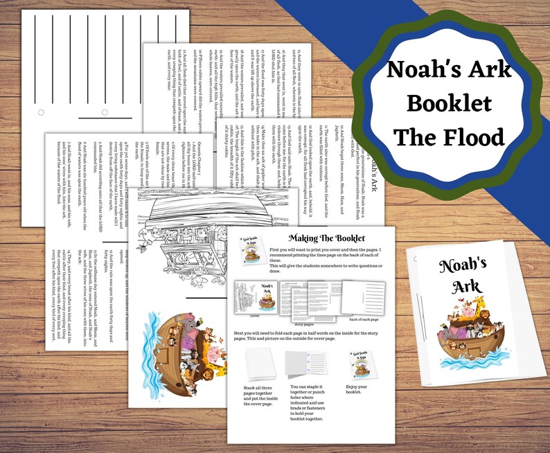 Noah's Ark Bundle, Printable Bible Lesson, Crafts, Coloring Pages ...