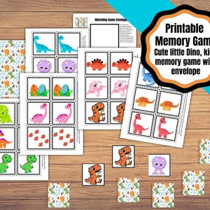 Printable Cute Dino Kids Memory Game. Printable Memory Game for Kids ...