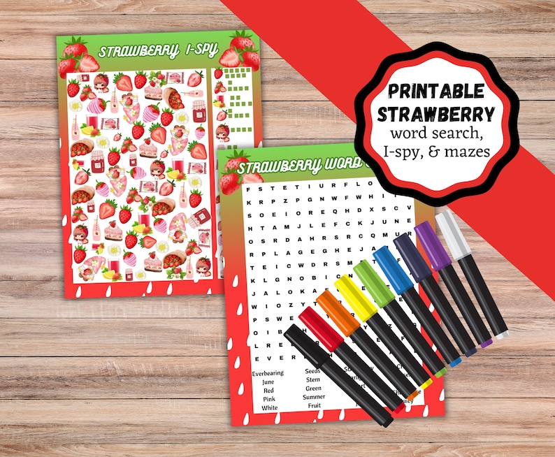 Printable Strawberry Themed Activity Pages. Strawberry Word Search ...