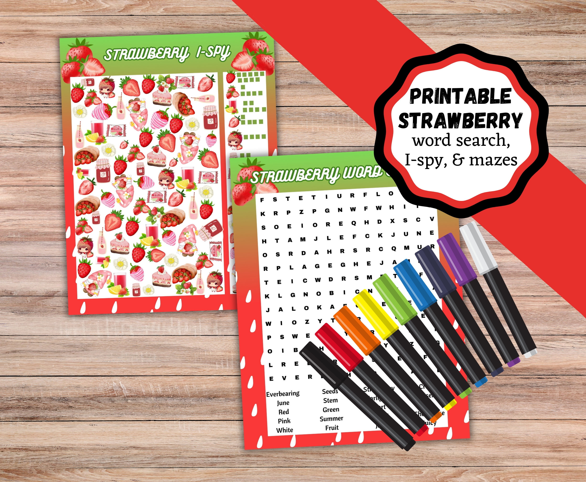 Printable Strawberry Themed Activity Pages. Strawberry Word Search ...