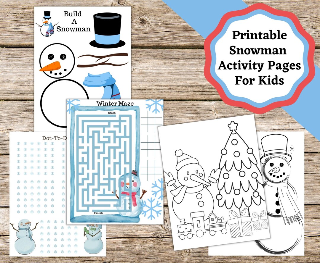 Snowman Printable Craft and Activity Pages, Classroom or Kids Snowman ...