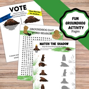 Printable Activity Pages for Groundhog Day, Match the Shadow, Vote on ...