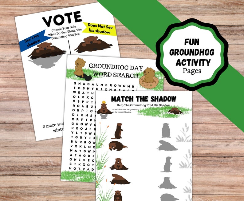 Printable Activity Pages for Groundhog Day, Match the Shadow, Vote on ...