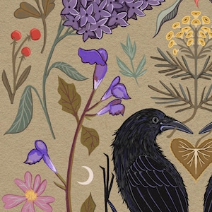 Twin Crows and Botanicals - Bird and Florals Wall Décor - Raven Folk ...