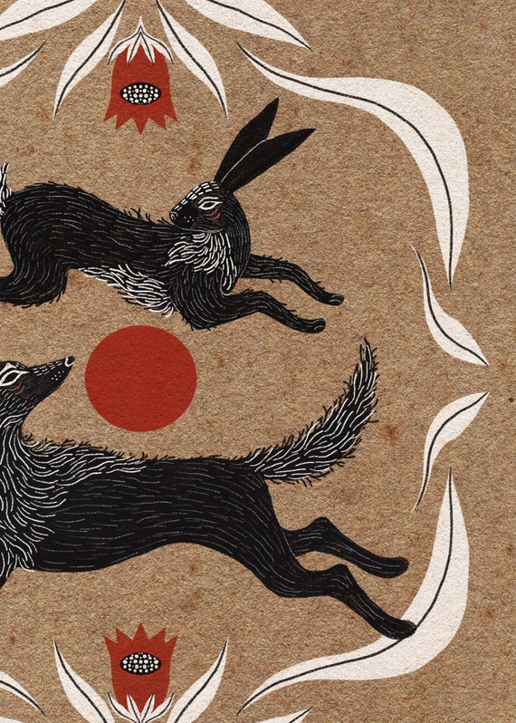 Wolf Chasing Rabbit