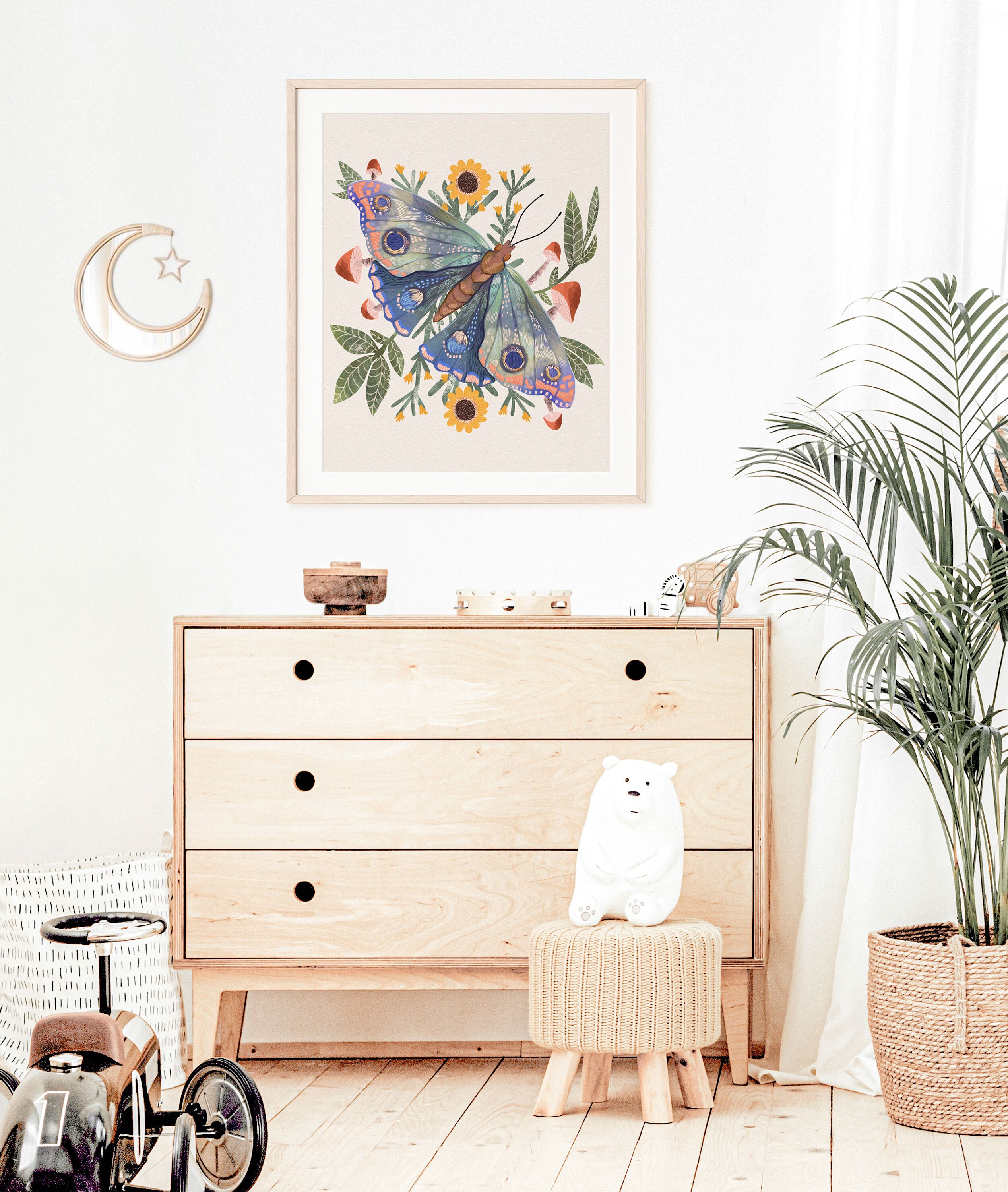 Boho Butterfly Art Floral Folk Art and Butterfly - Etsy