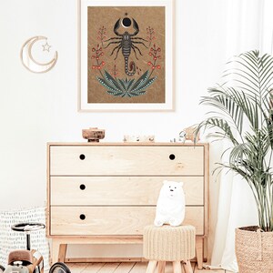 Folk Art Scorpion and Aloe Vera Nature Print - Cottagecore Wall Décor ...