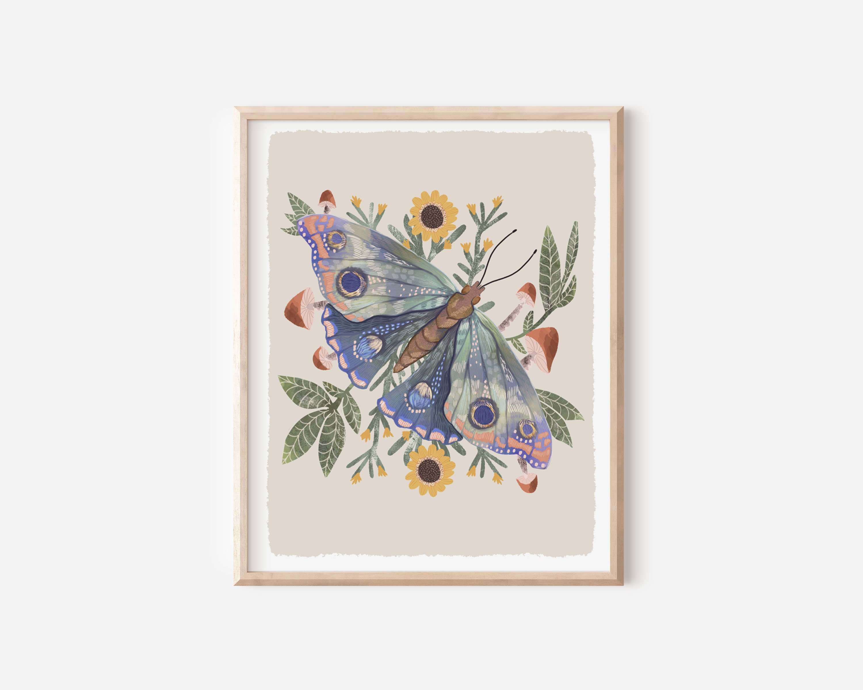 Boho Butterfly Art Floral Folk Art and Butterfly - Etsy