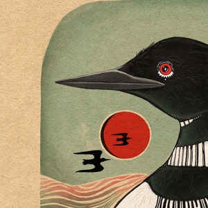 Loon and Blood Moon - Bird, Pond, and Sunset Wall Décor - Common Loon ...