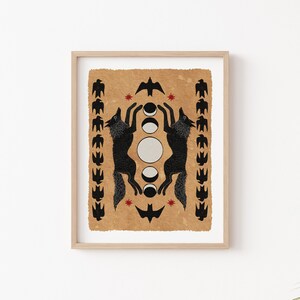 Running Folk Art Wolves and Bird Border - Cottagecore Animal Wall Décor ...