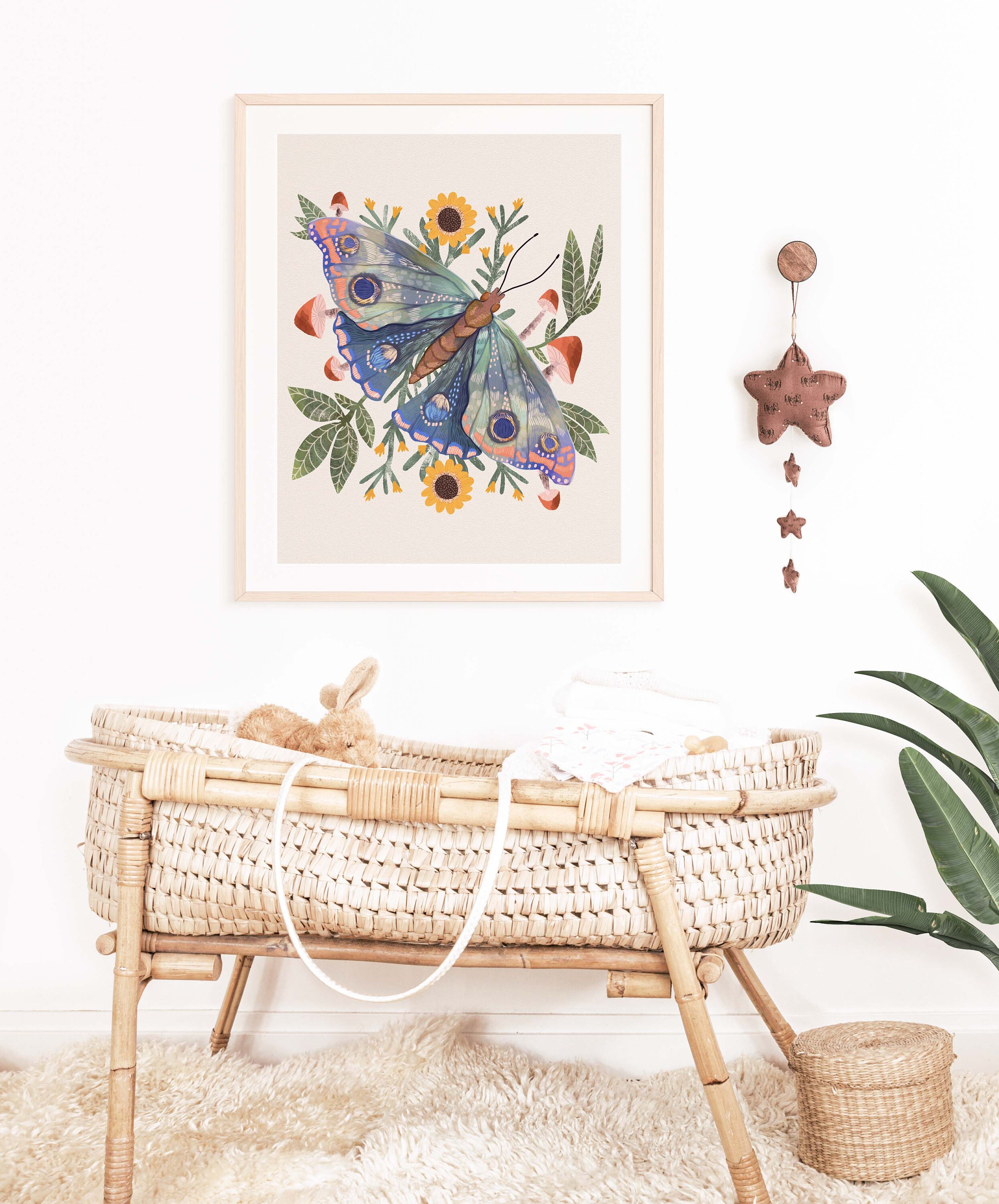 Boho Butterfly Art Floral Folk Art and Butterfly - Etsy