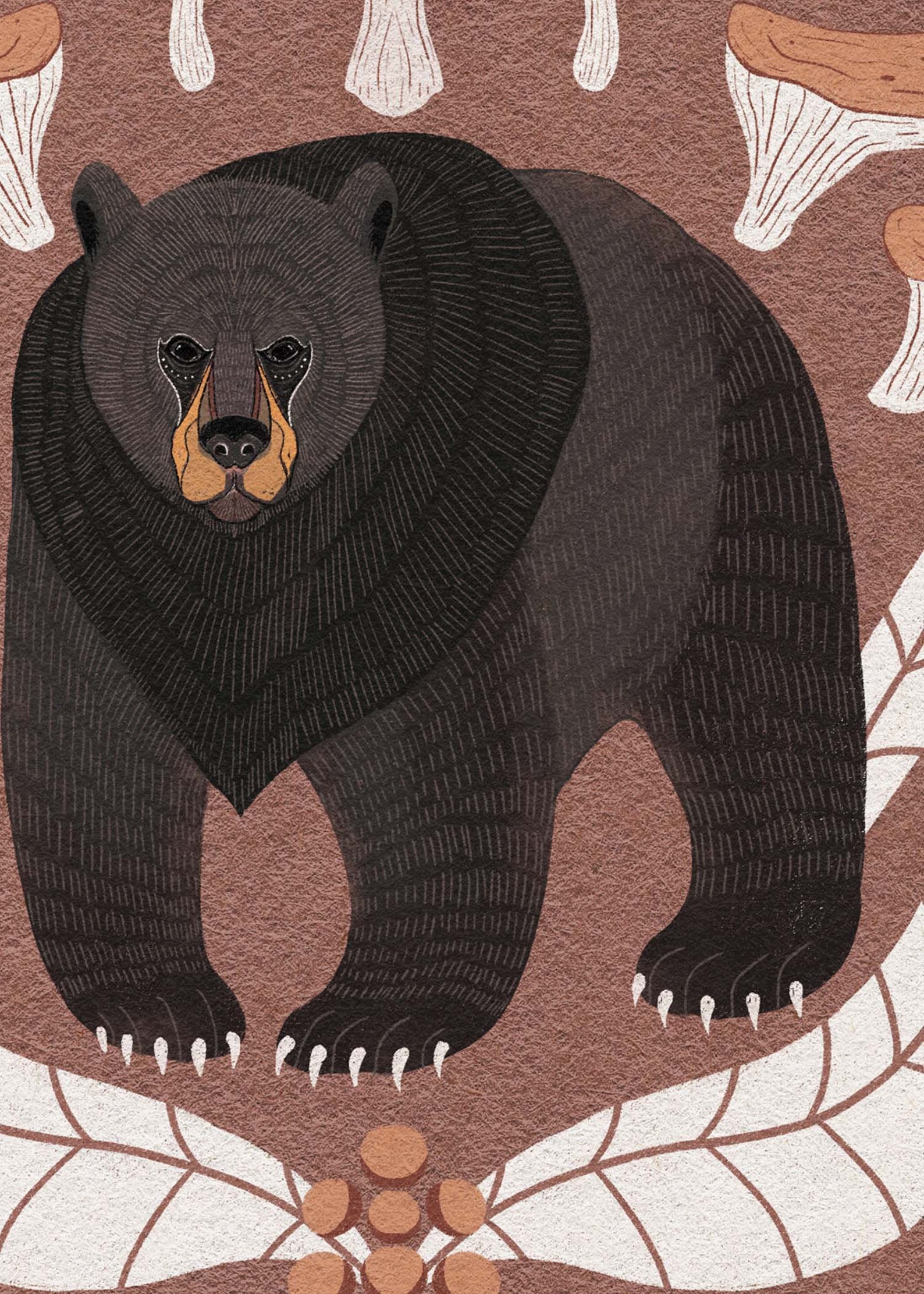 Bear Crows and Mushroom Botanical Art Print Nature - Etsy