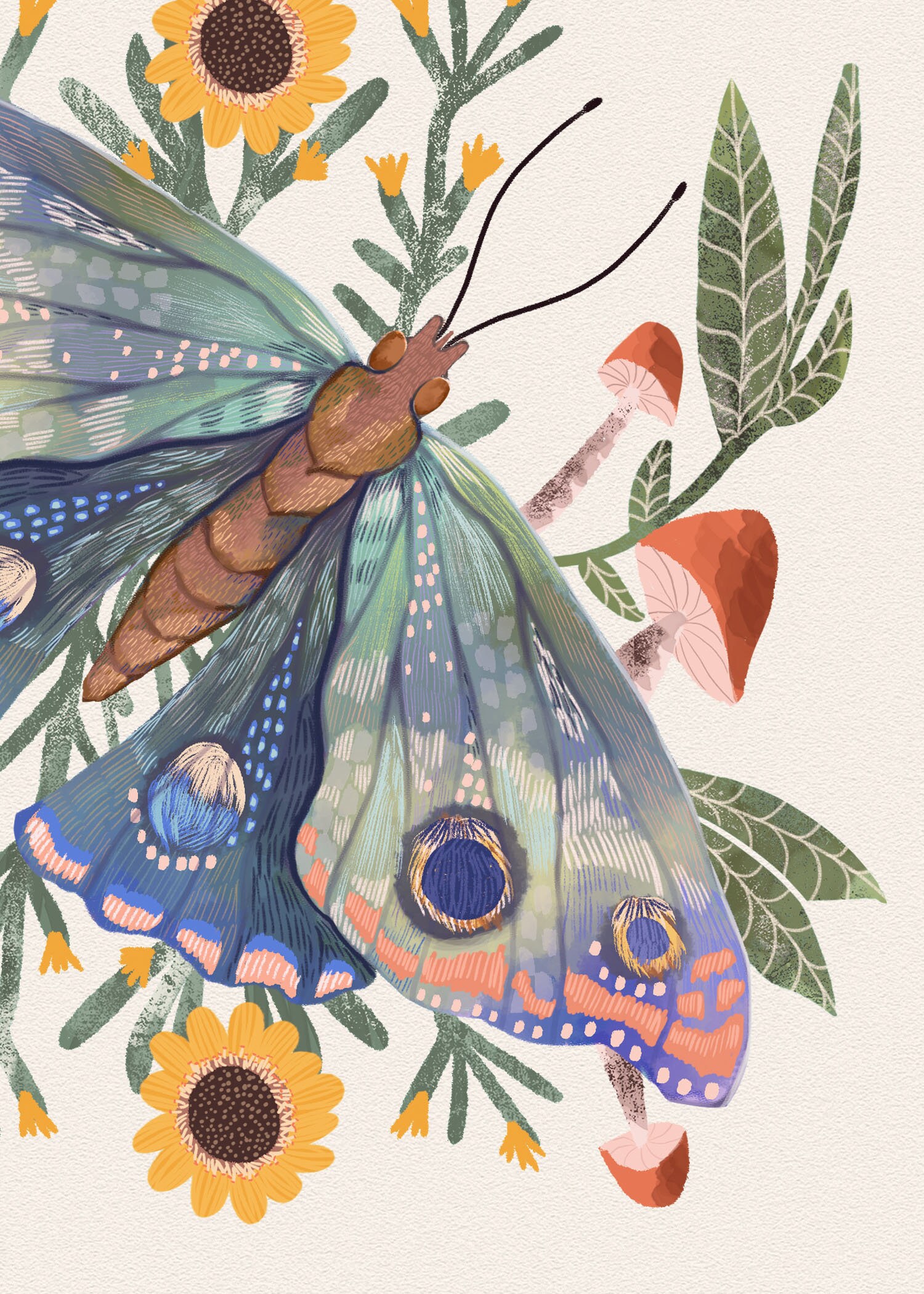 Boho Butterfly Art Floral Folk Art and Butterfly - Etsy