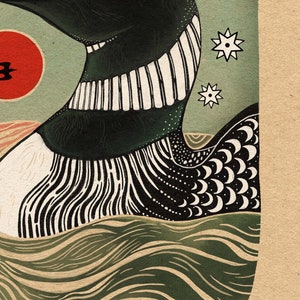 Loon and Blood Moon - Bird, Pond, and Sunset Wall Décor - Common Loon ...