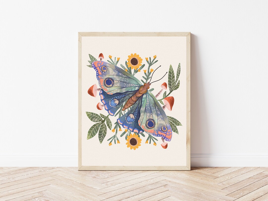Boho Butterfly Art, Floral Folk Art and Butterfly Illustration ...