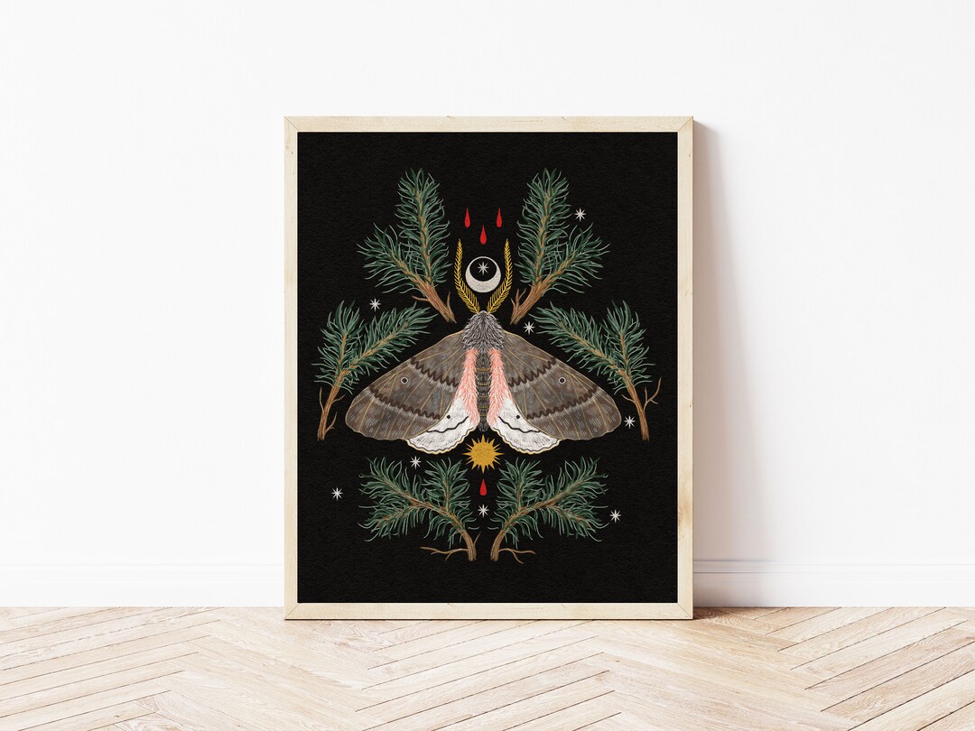 Pandora Pinemoth, Pine, and Celestial Insect Décor Nature Moth Art ...