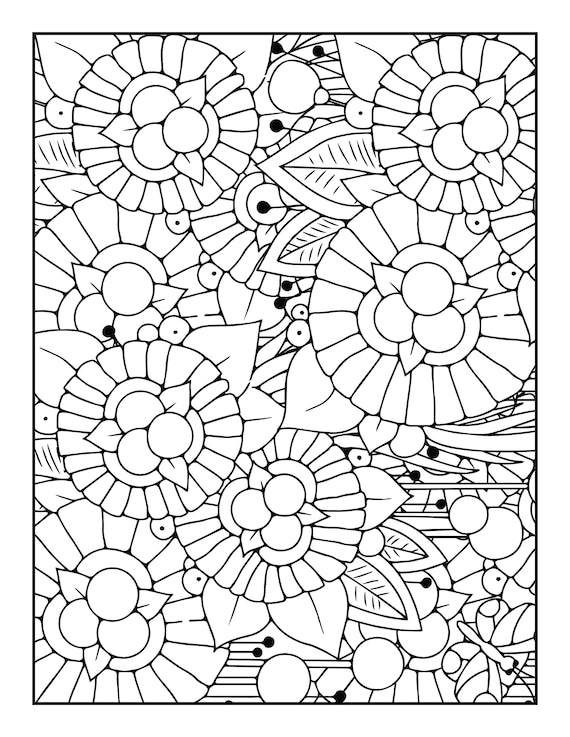 100 Flower Coloring Pages/coloring Book | Etsy