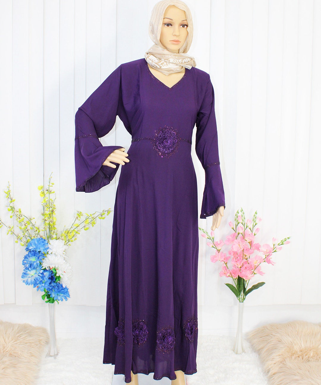 Luxury Burka & Abaya for Women-purple Color/premium Quality /pakistani ...