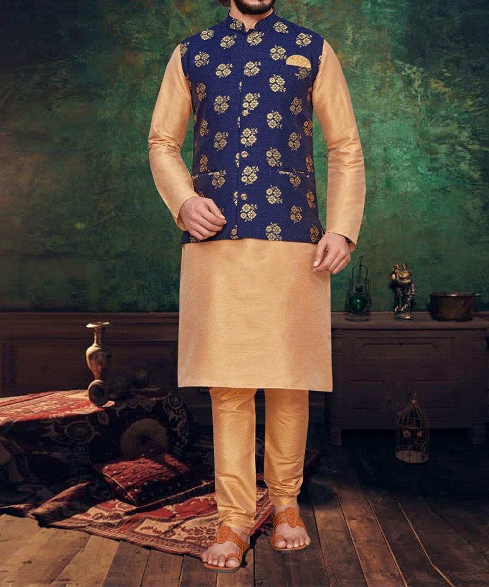 Exclusive Men's Koti-blue Gold Color/men's Traditional Wear/eid ...