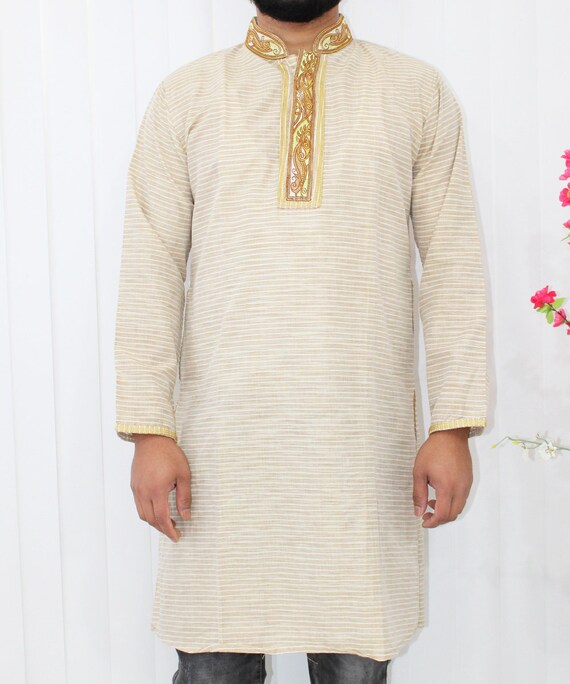 Men's Panjabi Cream Color | Etsy