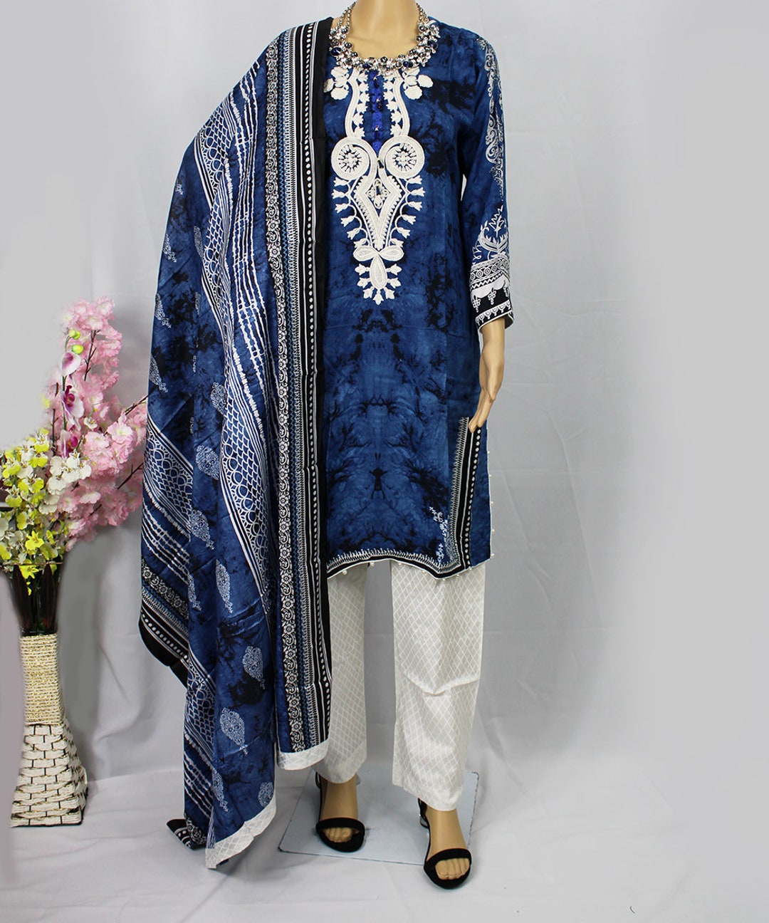 Pakistani Lawn Blue Color - Etsy