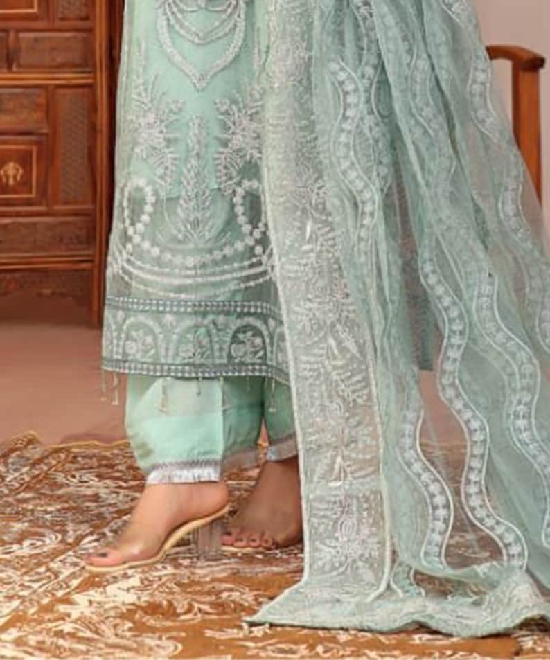 Women's Pakistani Party Dress Luxury Fancy Collection Long Sleeve- Ash ...