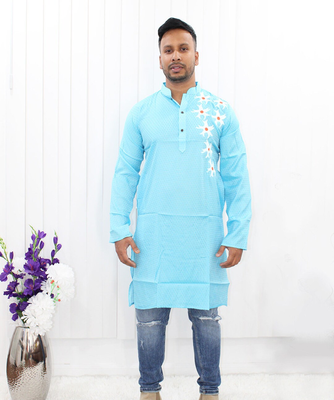 Men's Panjabi Sky Blue Color - Etsy