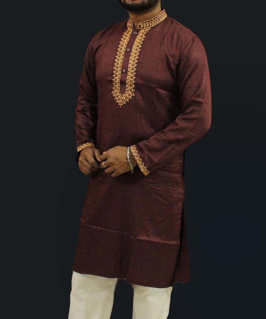Nazon Brand Men's Panjabi Maroon-color | Men's Regular Fit Panjabi ...