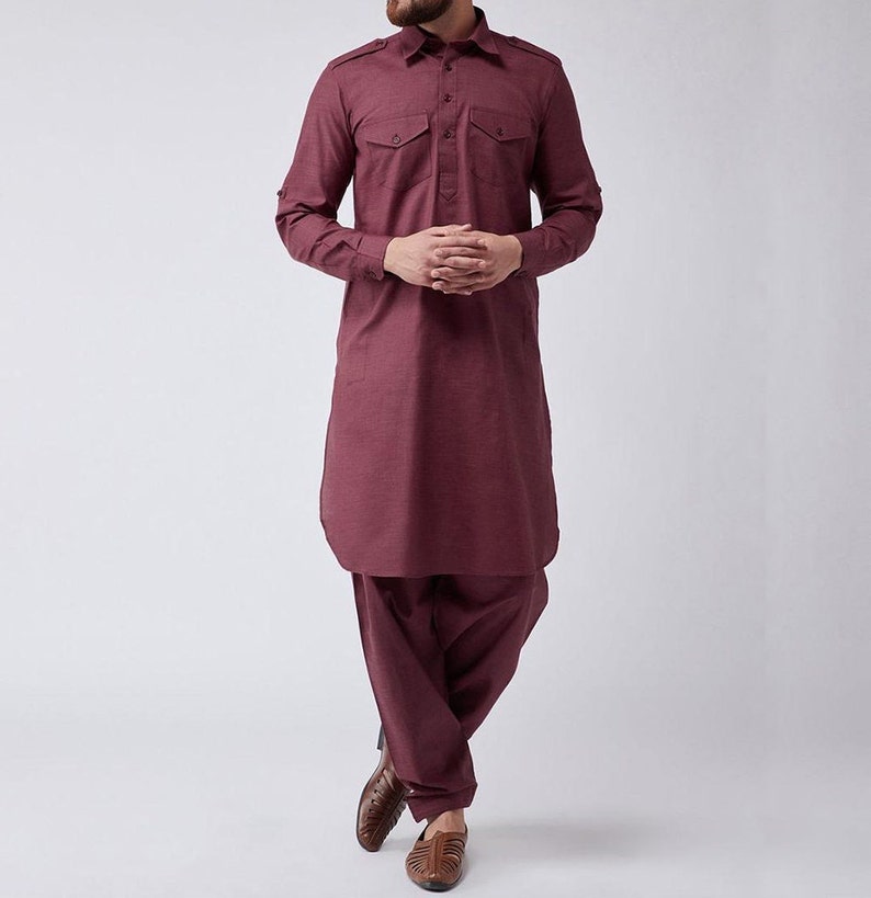 Pakistani Patani Panjabi and Pajama- Red Color/beautiful Men's Wear ...