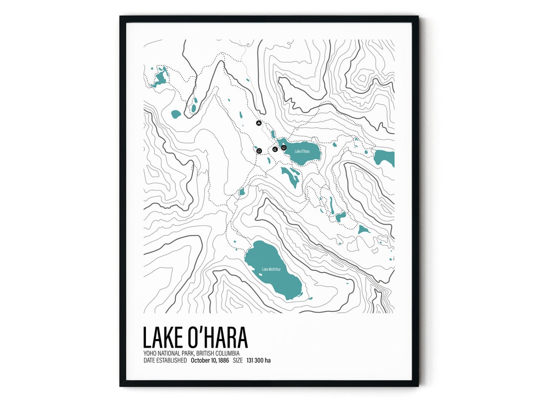 Lake O'hara Trails, Yoho National Park, British Columbia, Canada, Map ...