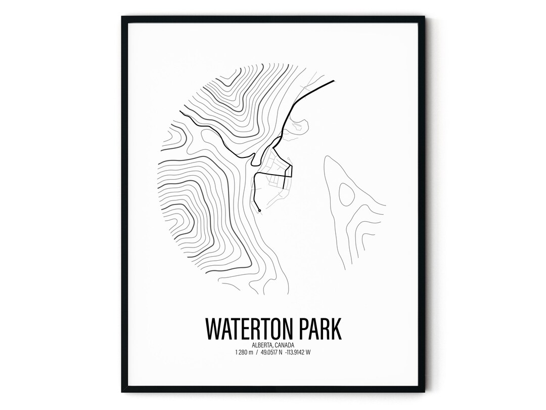 Waterton, Waterton Map, Waterton Print, Waterton Park, Waterton Lakes ...
