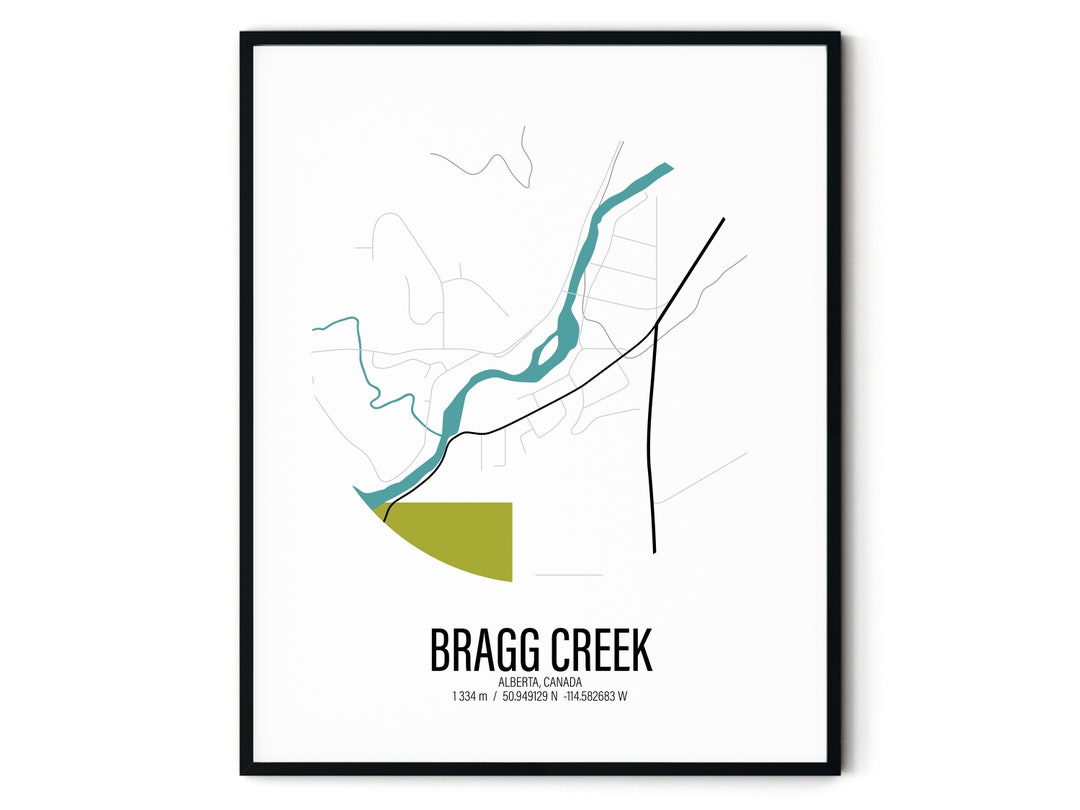 Bragg Creek, Alberta, Canada, Map Print, Topographic Map, Contour Map ...