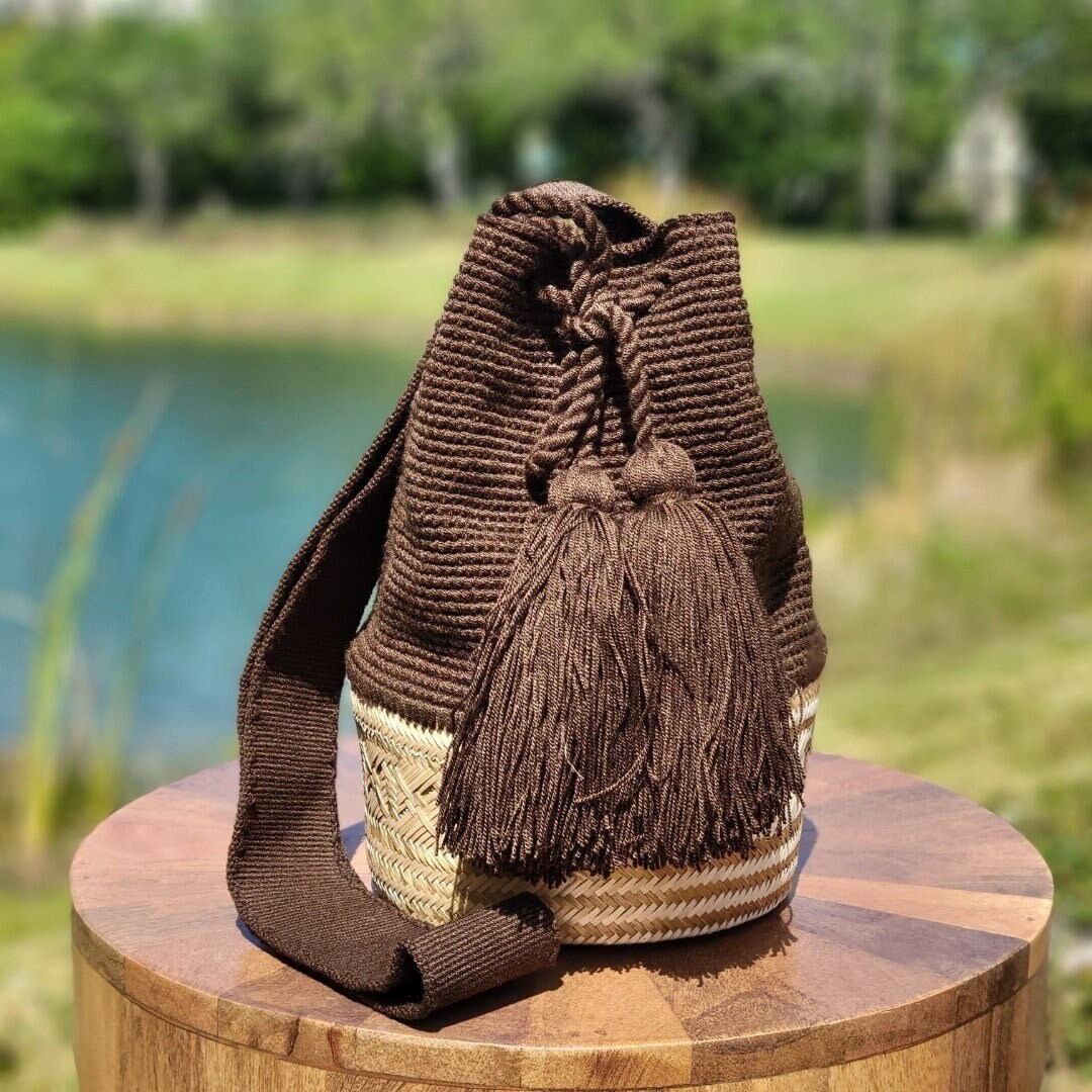 Brown Basket Bag / Handwoven Bag / Crochet / Knit Bag / Wayuu Bag ...